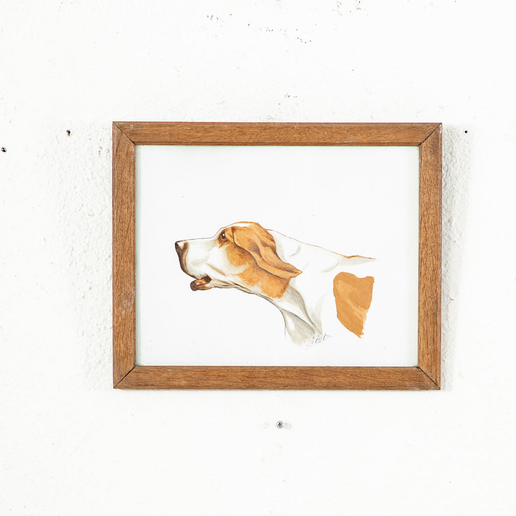 Framed Dog Painting - French Metro Antiques